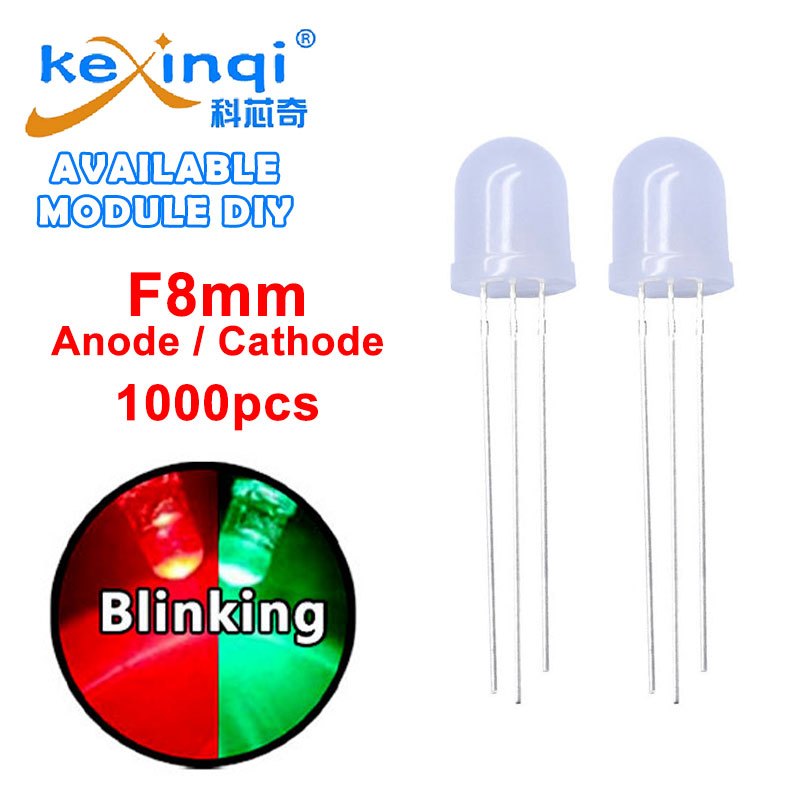1000pcs F8 8mm Flash Red Green Fog Astigmatism Two-color Light Diode ...