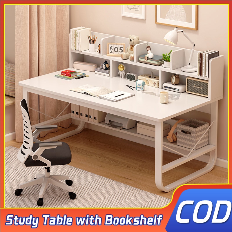 Study Table Computer Desk Office Table with Bookshelf 80/100/120 CM ...
