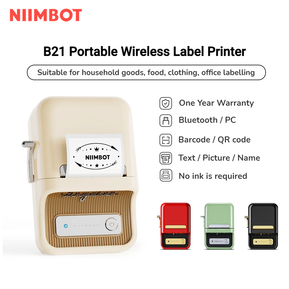 NIIMBOT B21 B1 Label Printer Maker, Portable Thermal Label Printer Compatible with Android, iOS ...