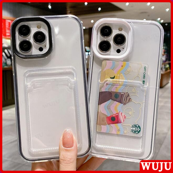 WUJU 3-in-1 Candy Transparent Card Holder Shockproof Phone Case Compatible For iPhone 16 15 14 ...