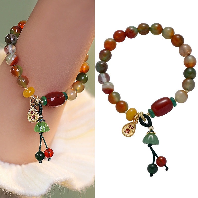 New Chinese Style Natural Stone Ethnic Style Lotus Puff Bracelet ...