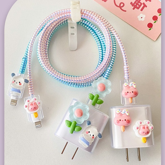 Wave flower rabbit charger protector anti-breaking dust-proof data ...