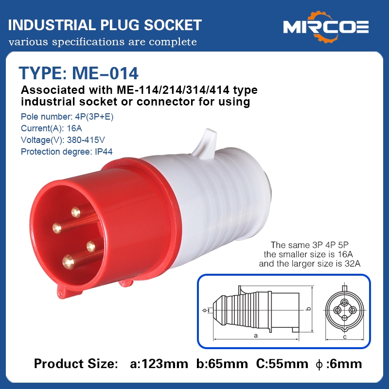 16A/32A 3pin 4pin 5pin Industrial Plug Inudstrial Connector Coupler Panel Socket Straight ...