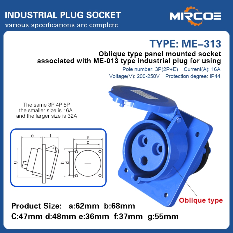 16A/32A 3pin 4pin 5pin Industrial Plug Inudstrial Connector Coupler Panel Socket Straight ...