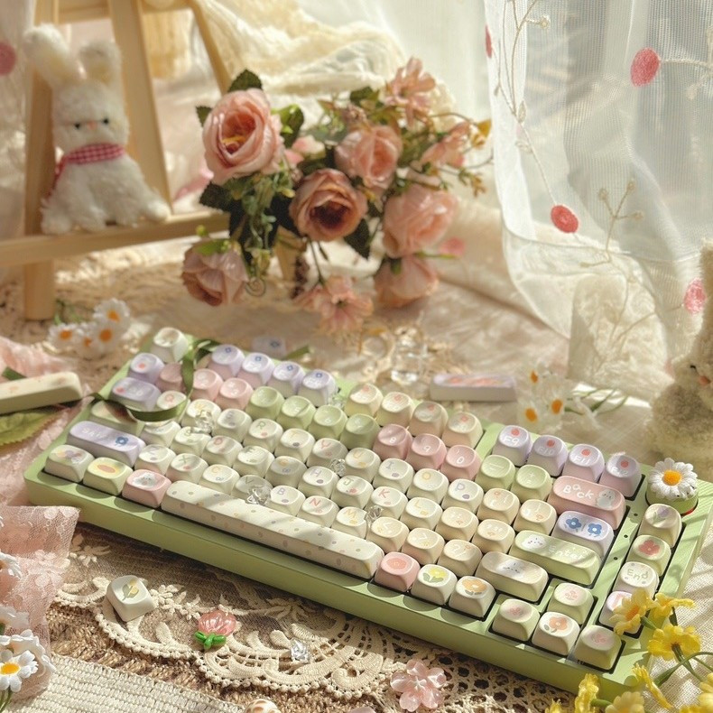 130+ Keys Flower Illustrated Guide Keycaps MOA/SOA Height PBT Material ...