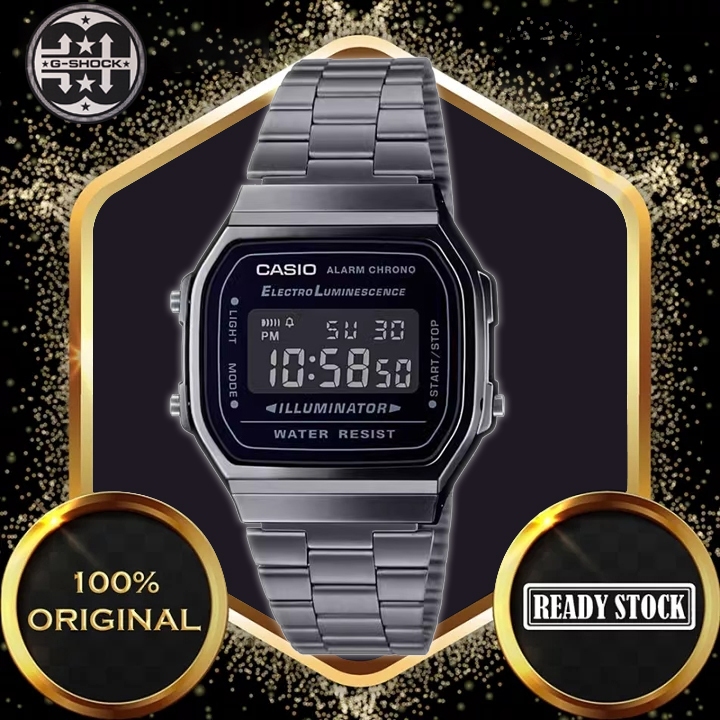 [Ready Stock & Fast Delivery] Casio Men's Watch Vintage (A168WGG-1B) Silver Stainless Steel ...