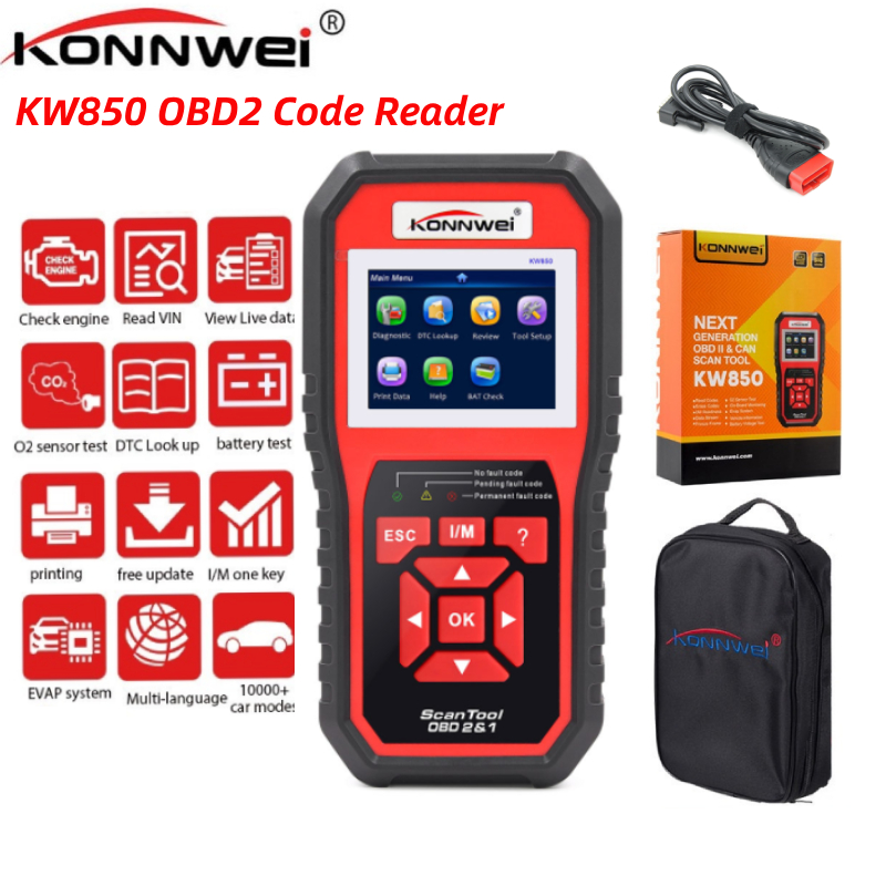 (Ready)⭐KONNWEI KW850 Car OBD2 Diagnostic Scanner OBD 2 Auto Diagnosis Scanner Tool Automotive ...