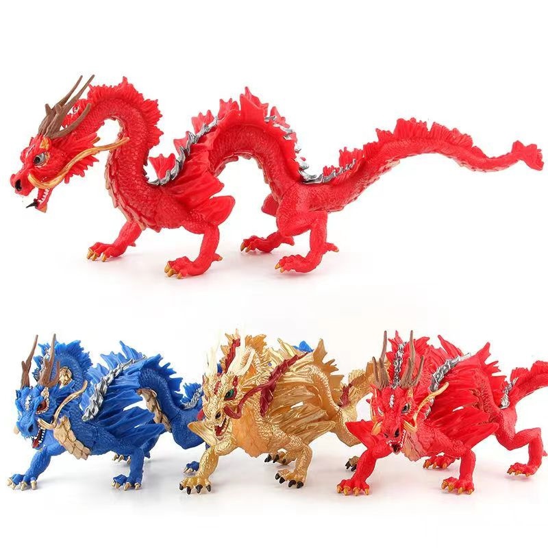 Children's simulation soft rubber solid Chinese dragon model toy ...