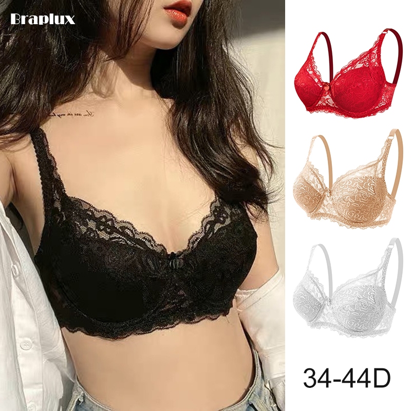 Braplux 44 Transparent Skintone Black White Bra Sexy Lace Bra Red Bra 36B Plus Size For Woman ...