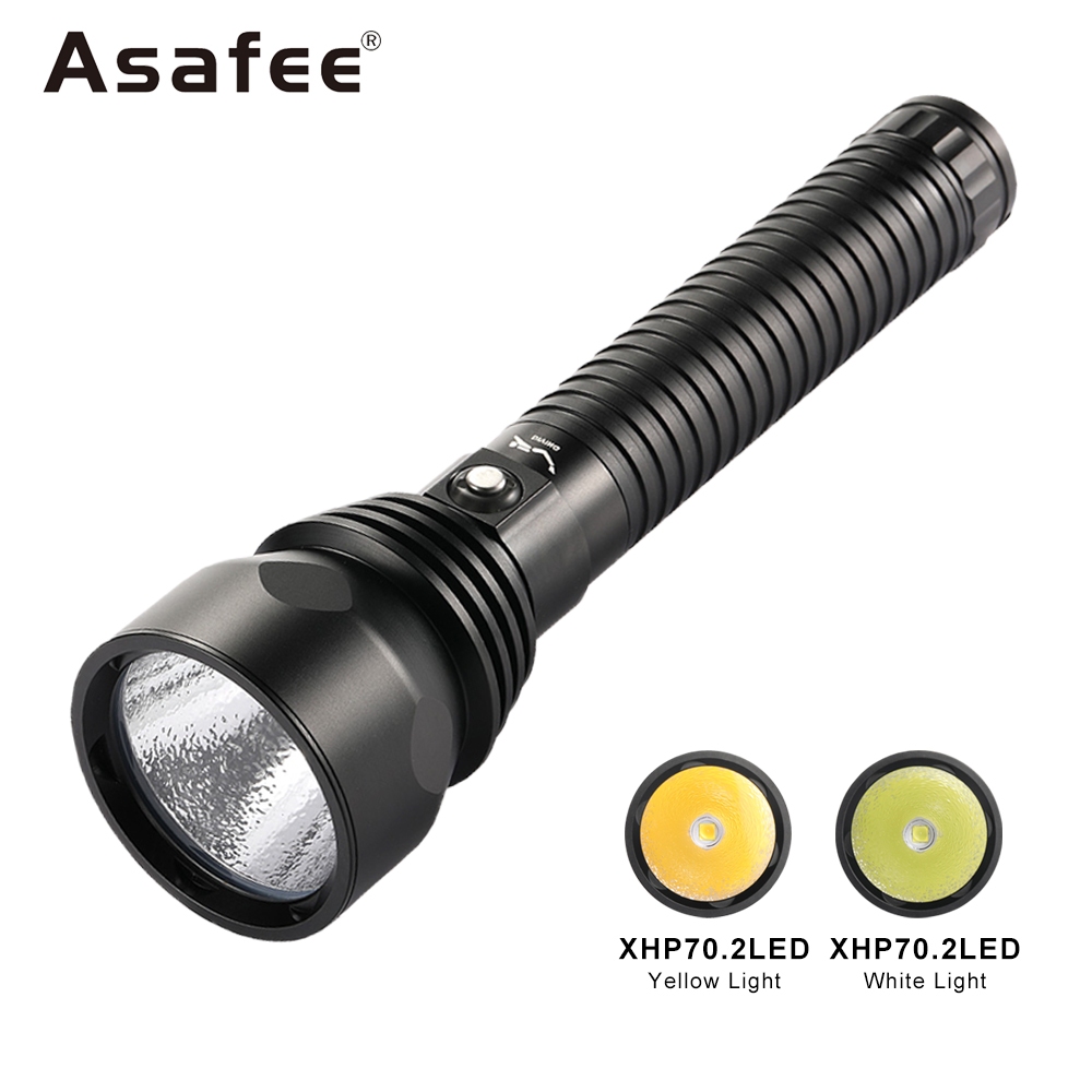 Asafee A17 Powerful Diving Flashlight XHP70.2 LED Waterproof ...