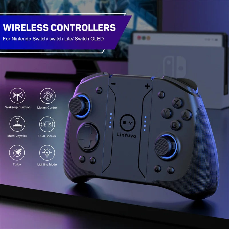 LinYuvo KS33 Wireless Gamepad for Switch/ Oled Gaming Switch Controller Bluetooth Wake up 6-axis ...