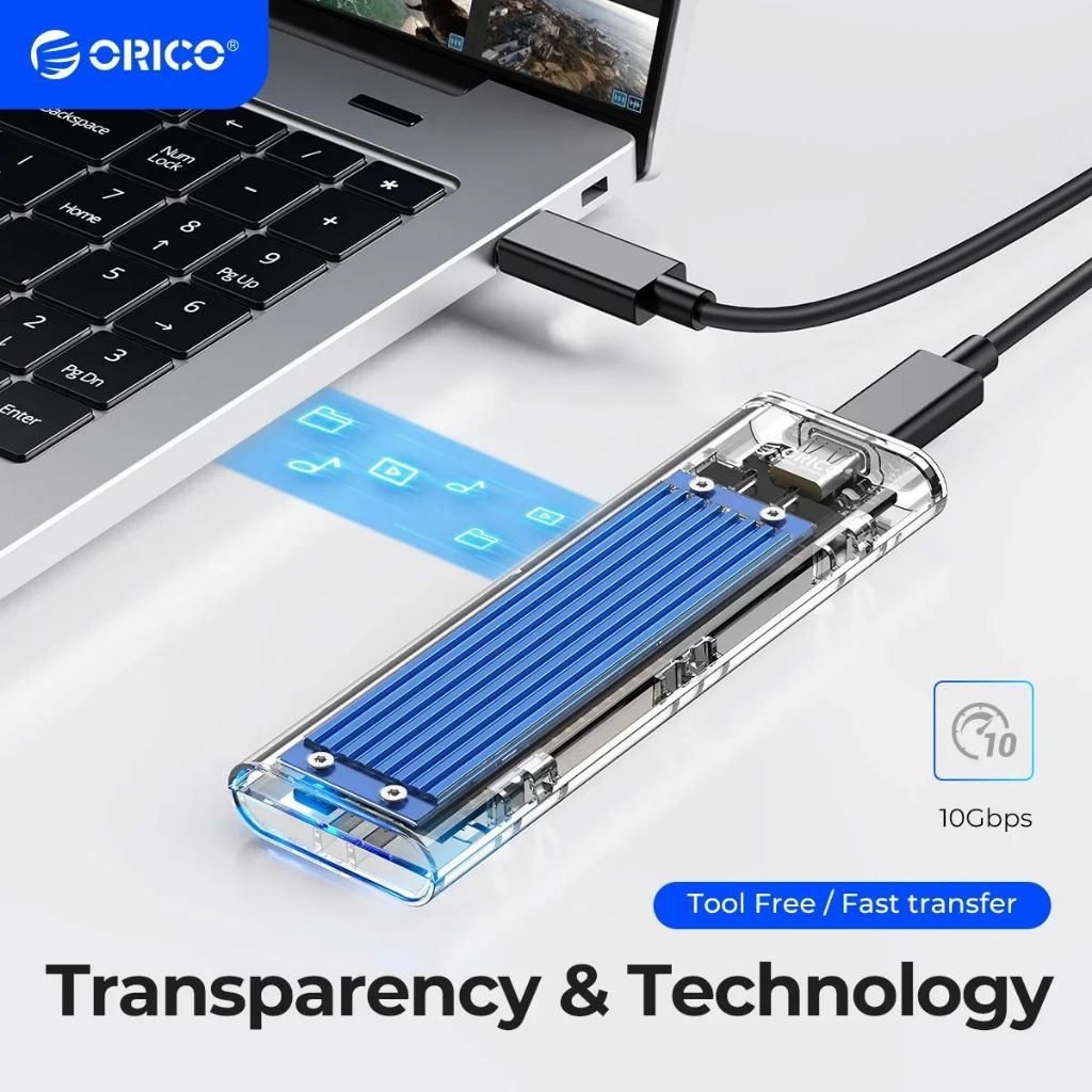 ORICO M2 SSD Case NVME SSD Enclosure M.2 to USB Type C Transparent Hard ...