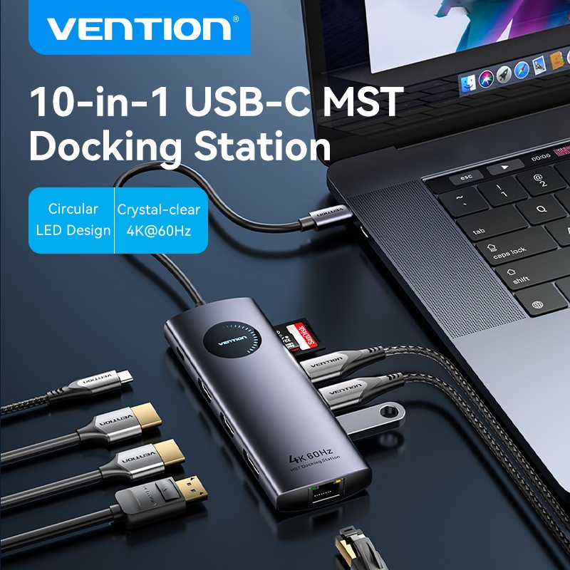 Vention 10 in 1 USB C HUB MST Docking Station 4K 60Hz 5Gbps Aluminum ...