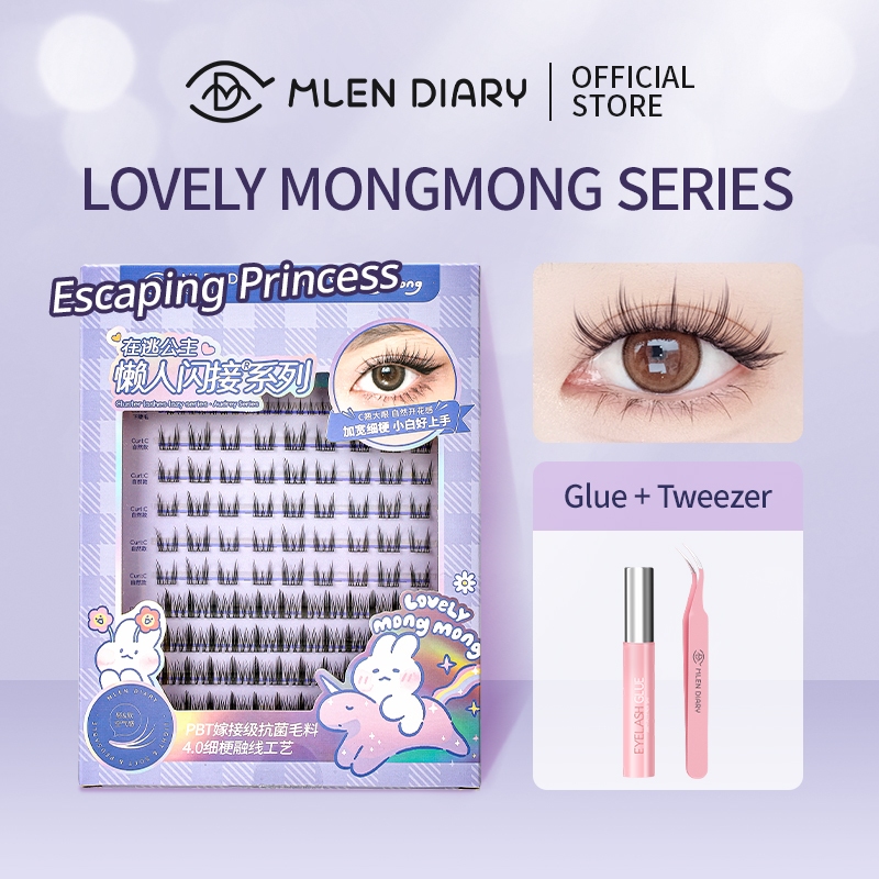 [SHIP ON 24 HOURS] MLEN DIARY LOVELY MONGMONG Style Eyelashes Reusable Individual C Curl False ...