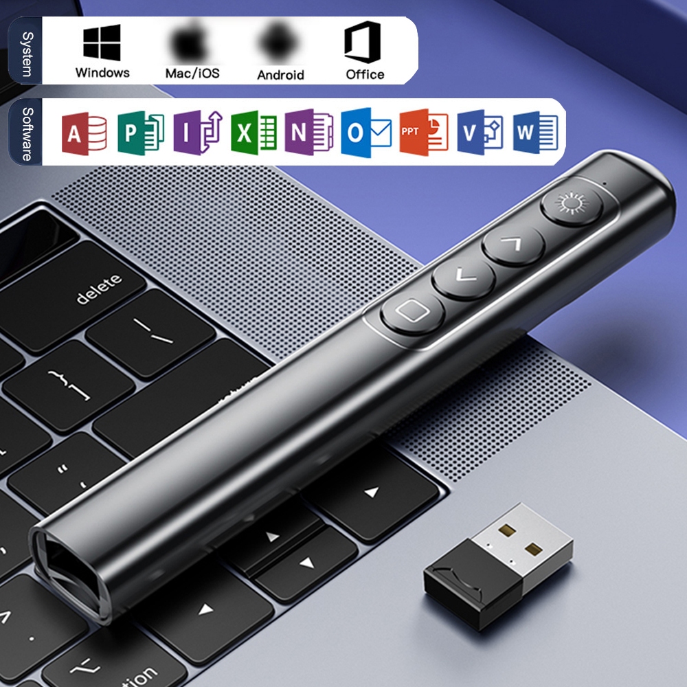 Wireless Powerpoint presenter Clicker and Pointer with Laser PPT ...