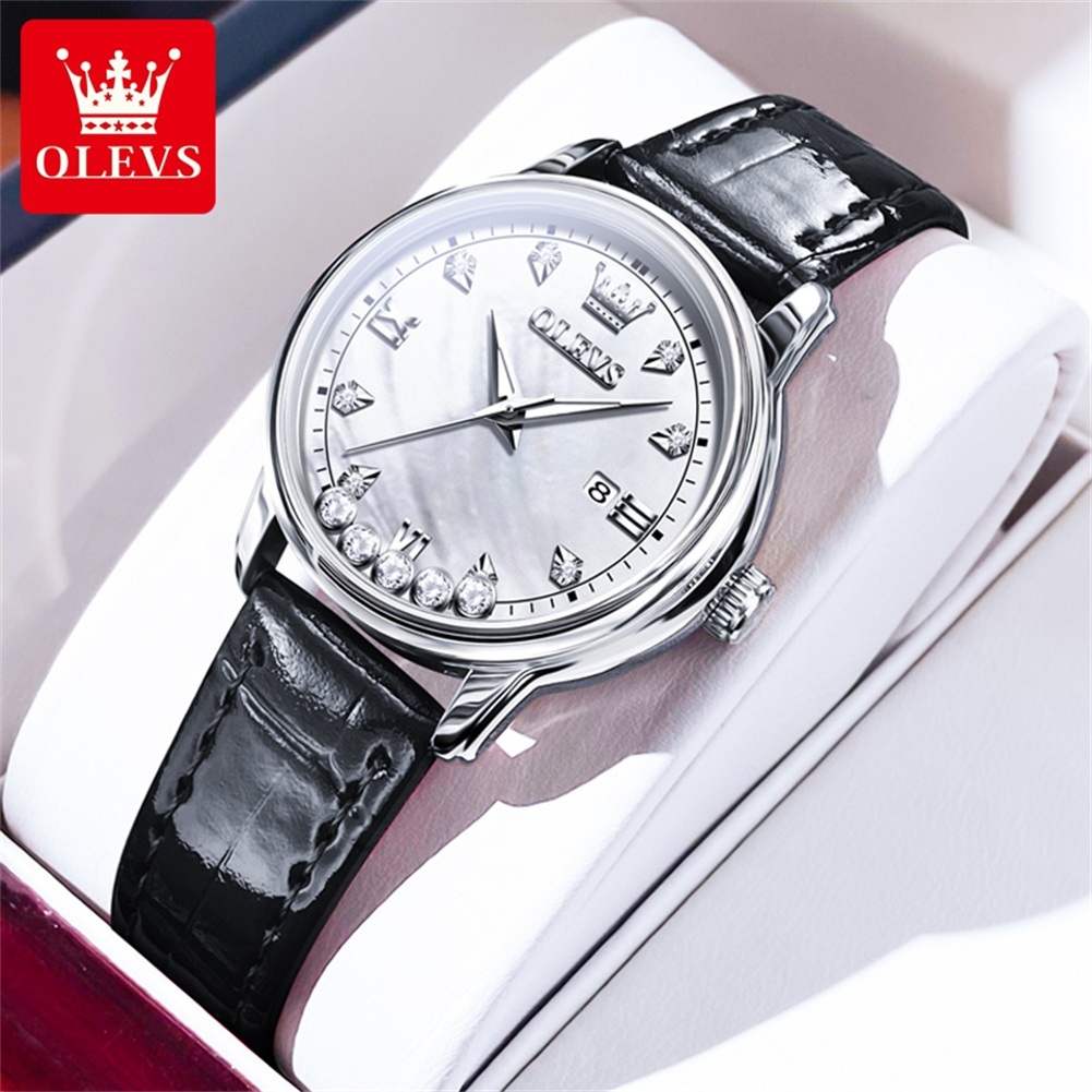 OLEVS Watch For Woman Waterproof Original Leather Strap With Box 9981 ...