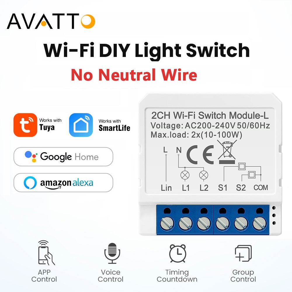AVATTO Light Switch Module Tuya Wireless WiFi Smart Switch DIY Circuit ...