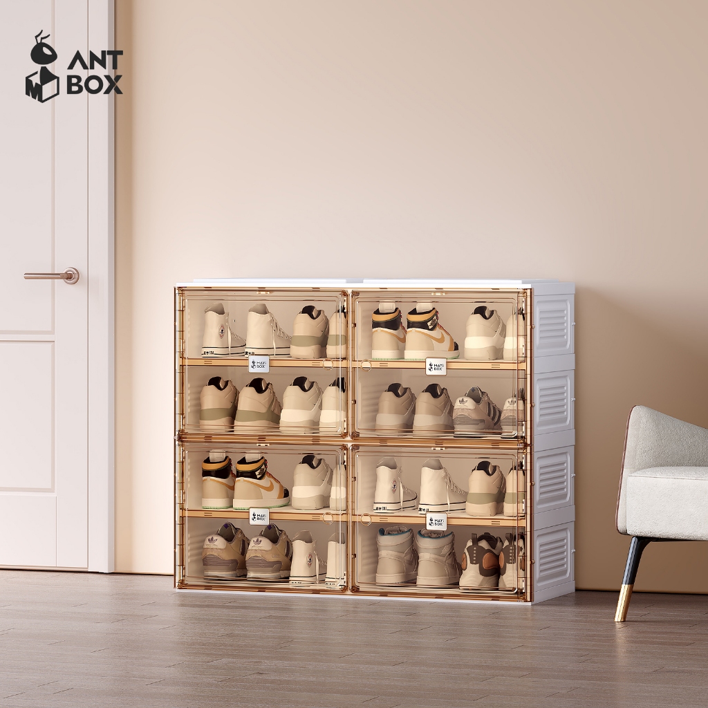 ANTBOX Shoe Cabinet 16Pairs Installation Free Portable Foldable Strong ...