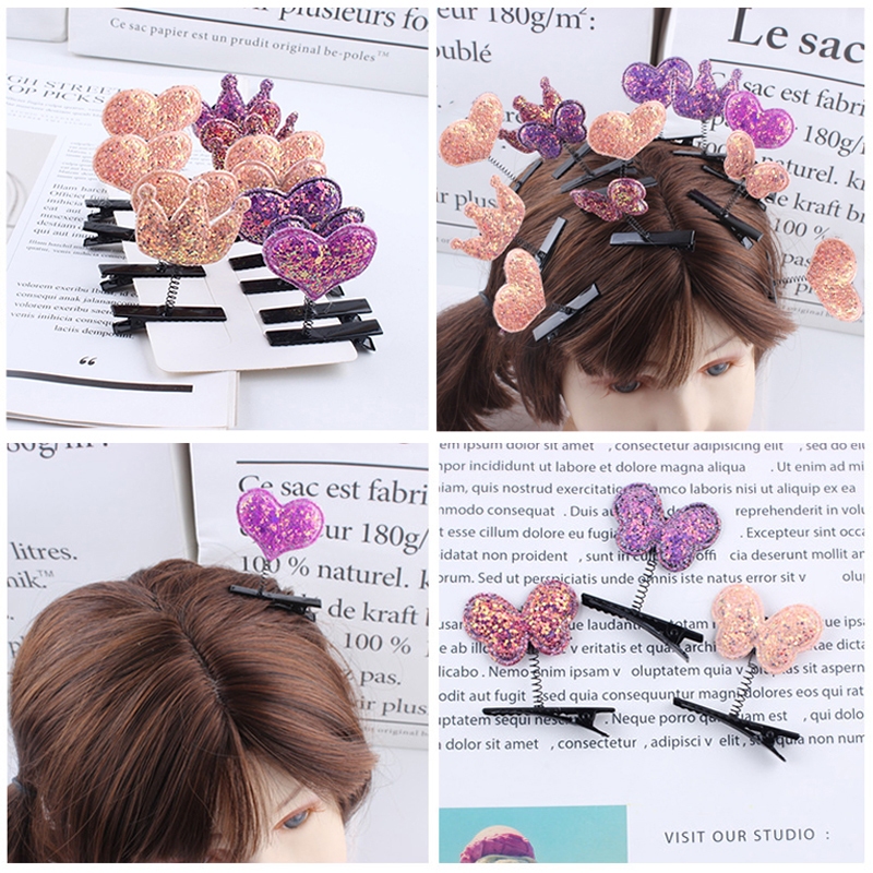 [GOOD] 1PC Three Dimensional Spring Hair Clip Shiny Crystal Heart ...