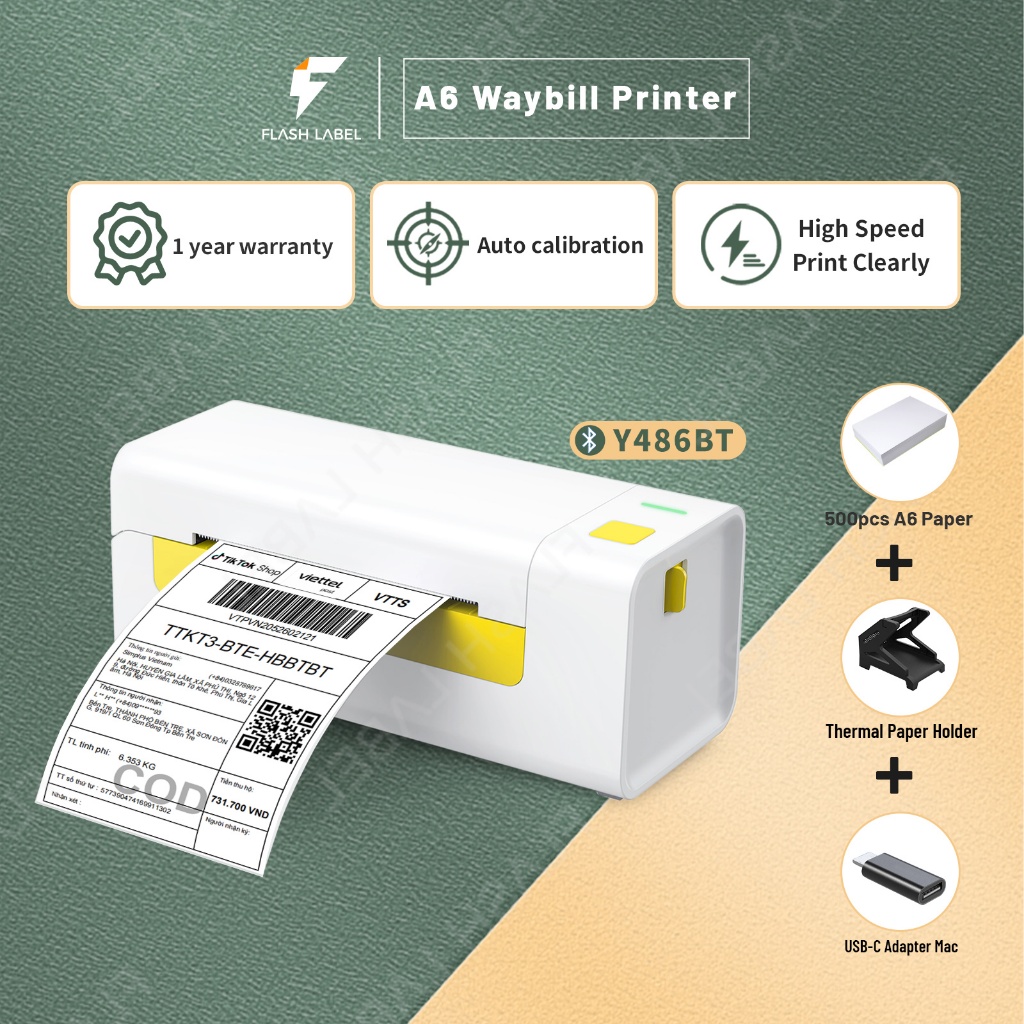 Thermal Printer Print Orders, A6 thermal Label Printers USB & Bluetooth Connect for Printing ...