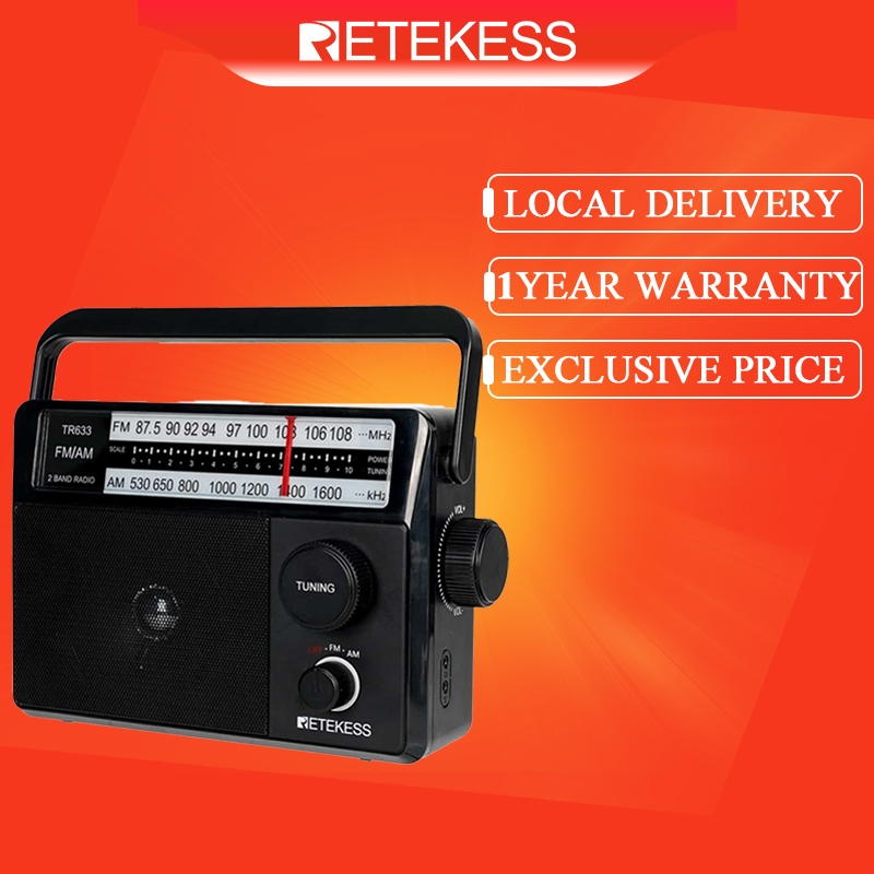 Retekess Portable FM AM Radio with 3.5mm External Antenna Signal Light ...