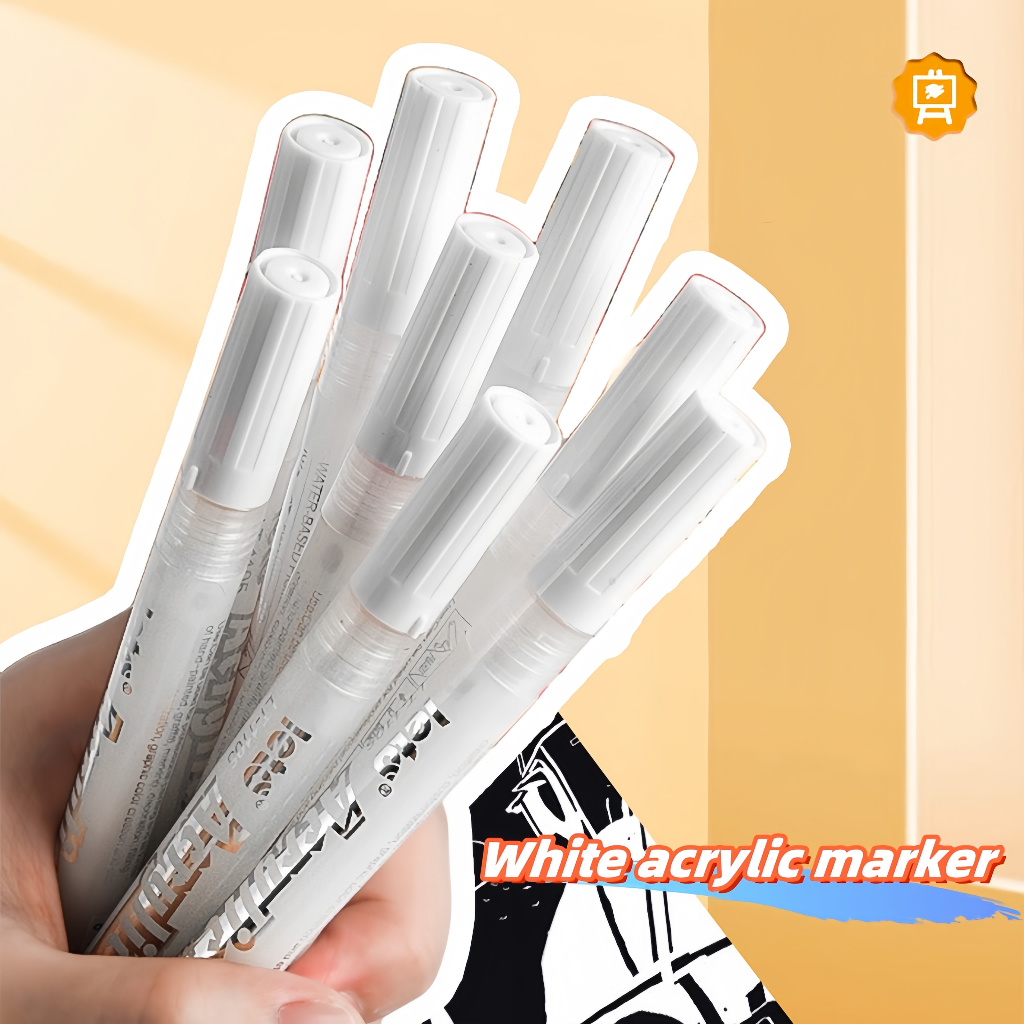 White Acrylic Marker Waterproof Quick-Drying Monochrome Highlighter ...