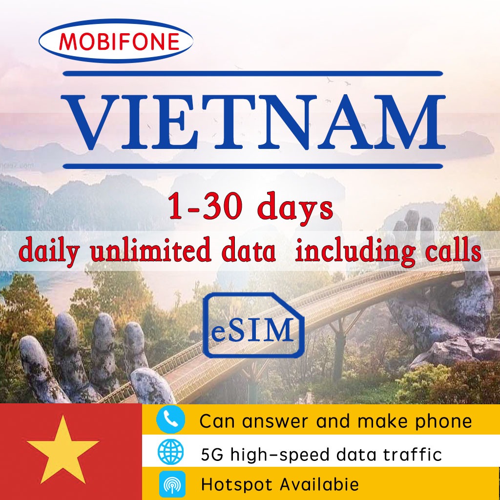 (Vietnam Esim) [1-30 Days] mobifone Daily 4G+Unlimited Flow Including ...