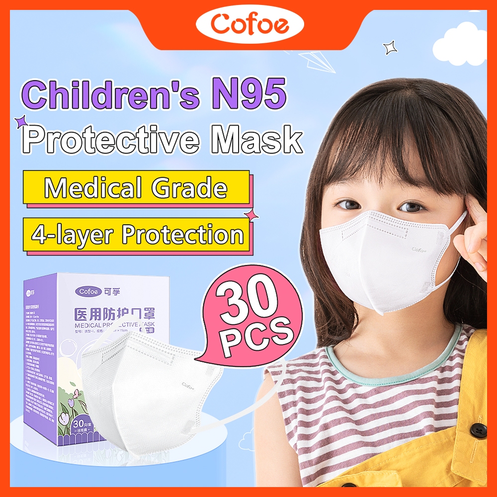 Cofoe Children N95 Medical Protective Mask Kids 3D Earloop 4 PLY Disposable Face Masks 30pcs ...