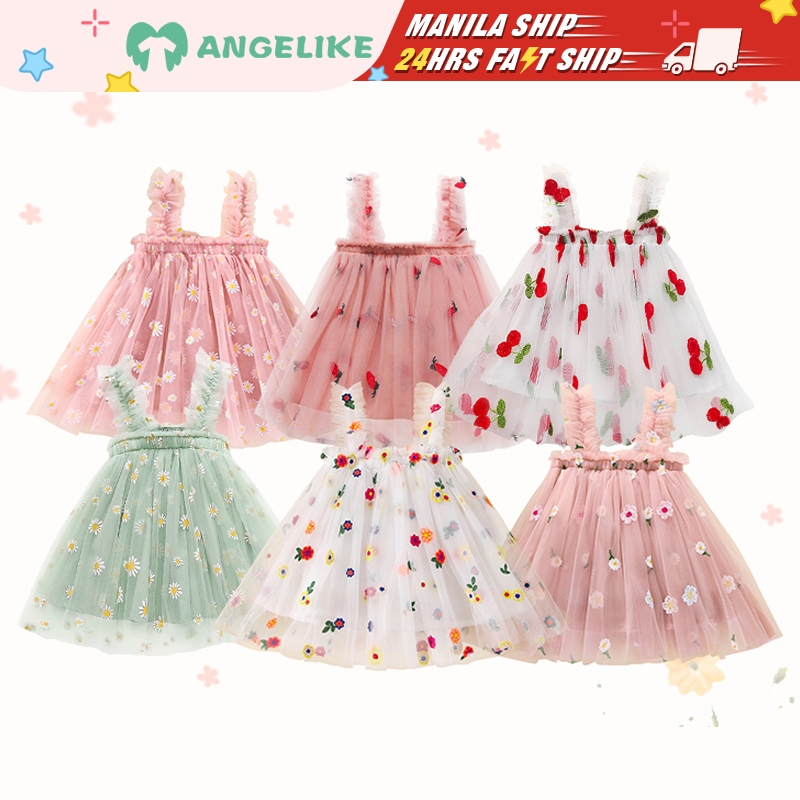 ANGELIKE Baby Girl Tutu Dress Sleeveless Floral Print Layered Tulle ...