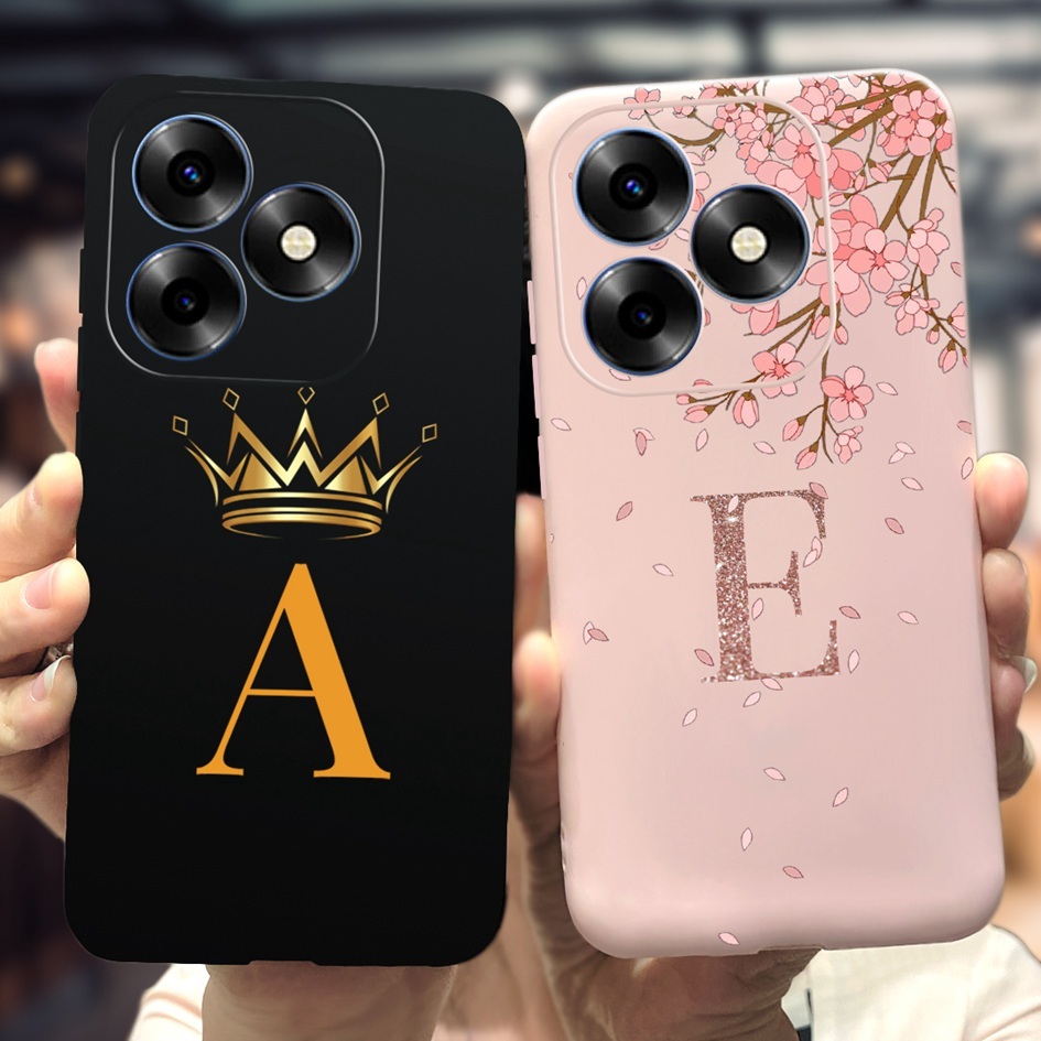 For ITEL S23 Plus S681LN Case Cute A Z Letters Crown Flower Soft ...