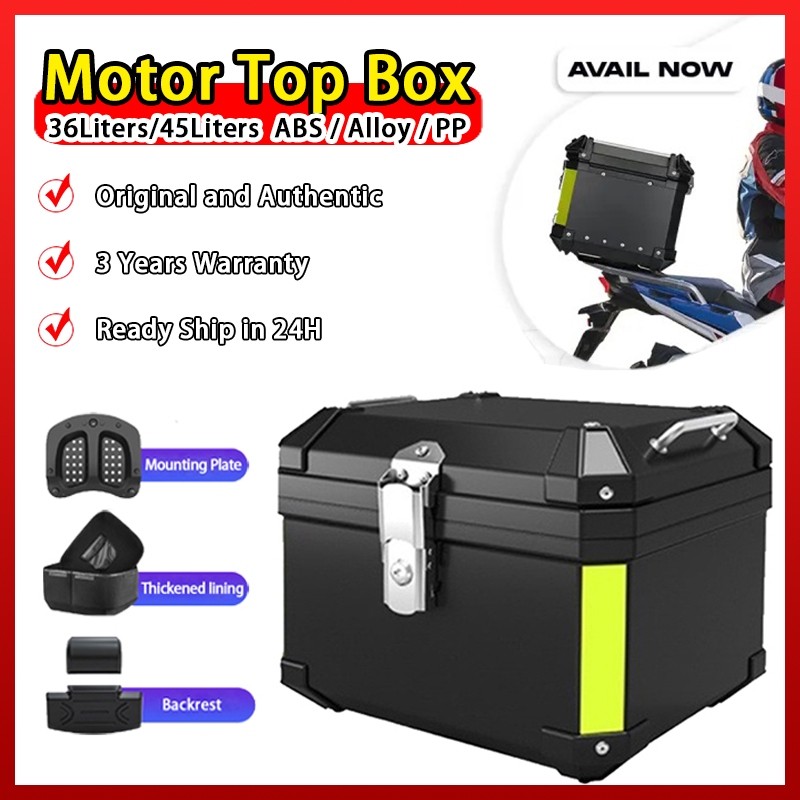 Top Box for Motorcycle Tail Box 45L Helmet Box Universal Backrest Large ...