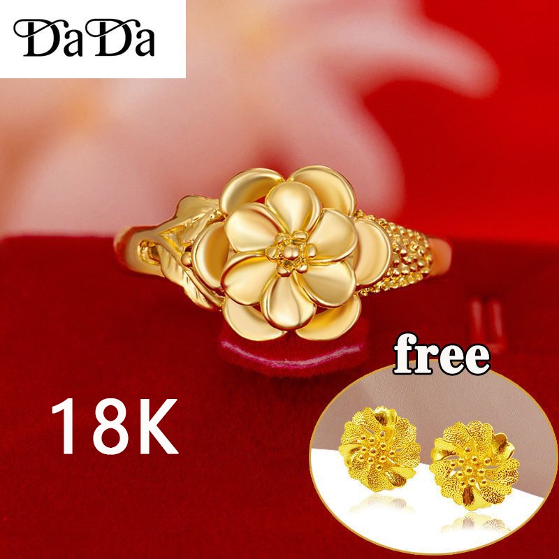 Pure 18k Saudi Gold pawnable rings for woman nasasangla Flower Open ...