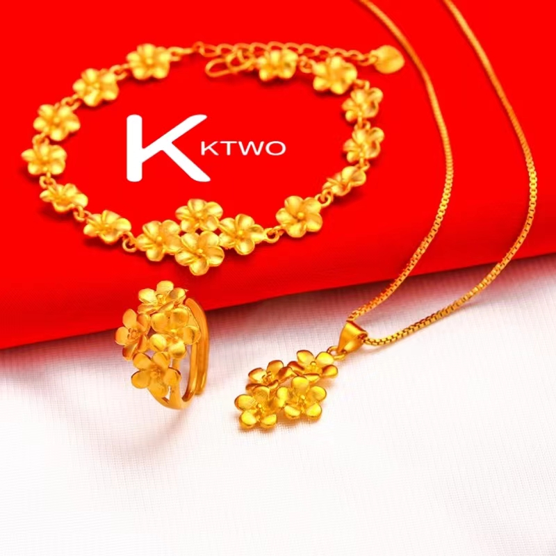 Original 18K Saudi gold pawnable minimalist floral women's pendant ...