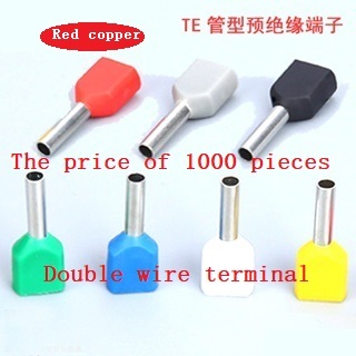 Te Double-Wire Tube Type Pre-Insulated Terminal TE1008 Red Copper Tube ...