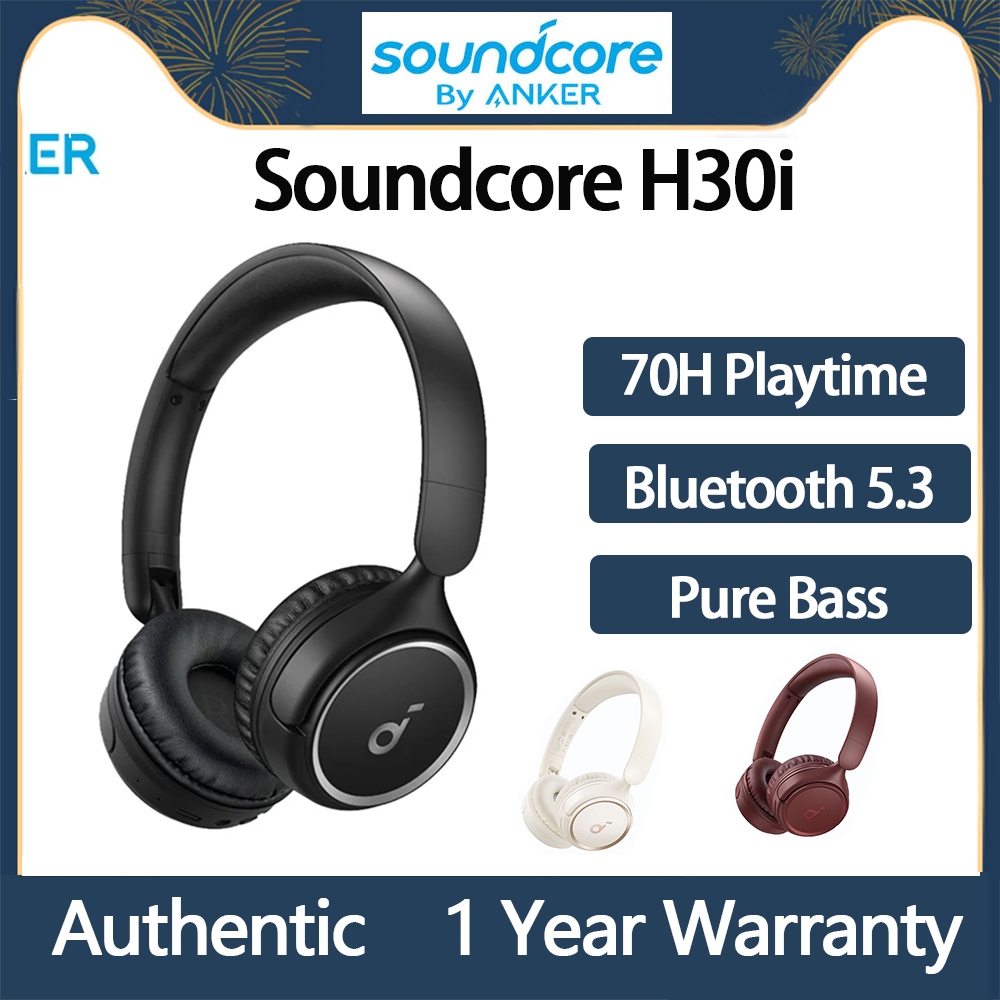 soundcore H30i Wireless Bluetooth Headphone Bass Up On-Ear Foldable Headset 70H Long Playtime ...