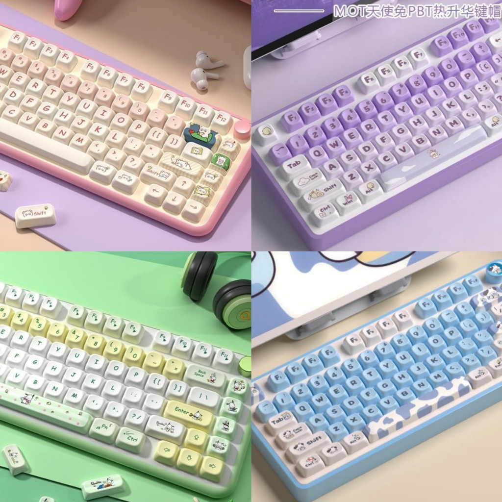 130+ Keys Pink Piglet Keycaps MOT Height PBT Material Thermal ...