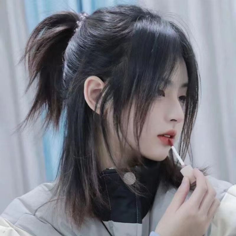 Wig Wolf Tail Warrior Neutral Mullet Head Wig Fluffy Natural Full Head ...