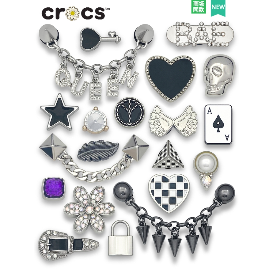 Crocs jibbitz jibtz jibbts Metal vintage shoe buckle Black Tie chain ...