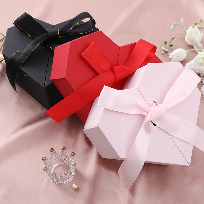 New Creative Heart shaped Valentine's Day Love Double Open Gift Box ...