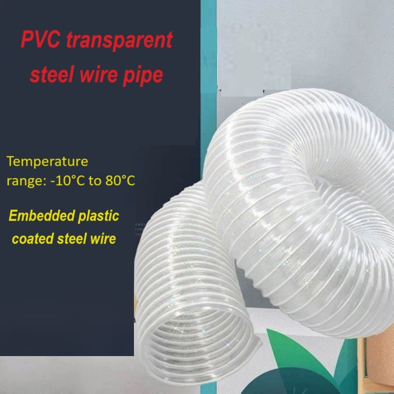 ID 25-70MM PVC Air Duct Transparent Steel Wire Hose Telescopic Bellows ...