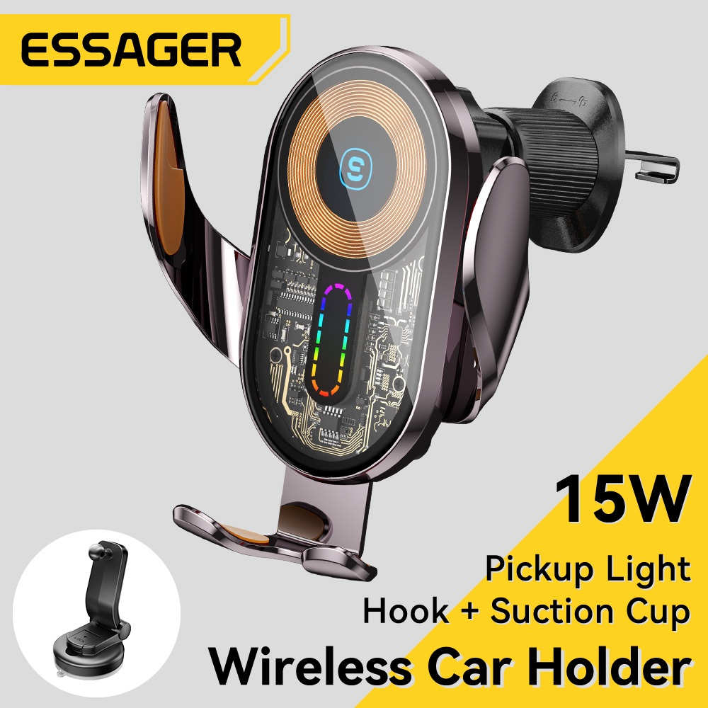Essager 15w Wireless Car Mount RBG Mobile Phone Holder 360° Rotating ...