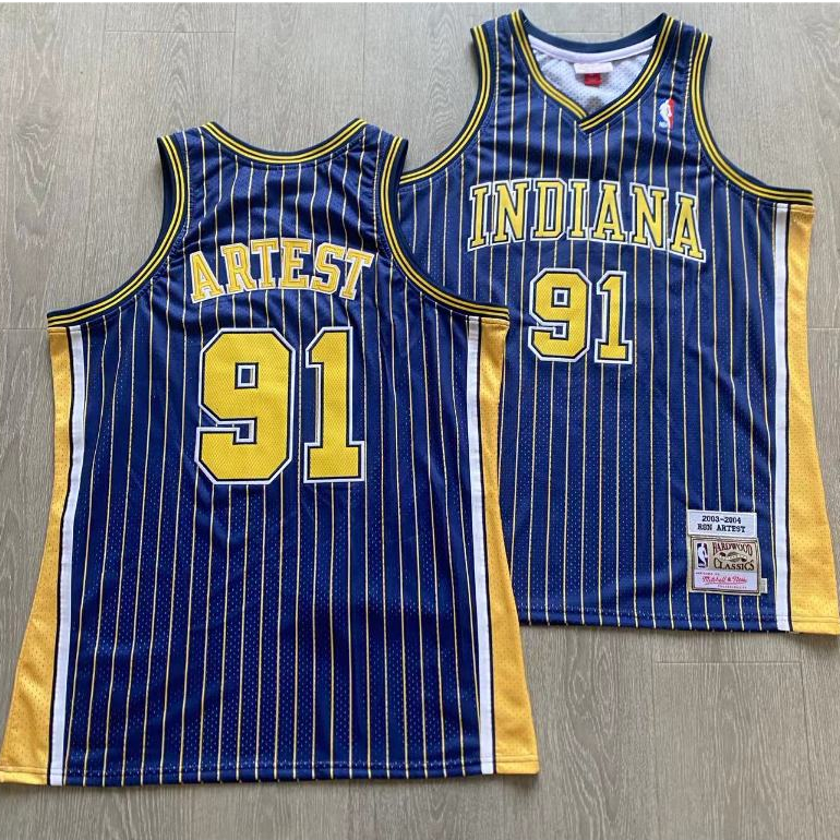 Mens Exquisite Embroidery Jersey Indiana Pacers Ron Artest Mitchell ...