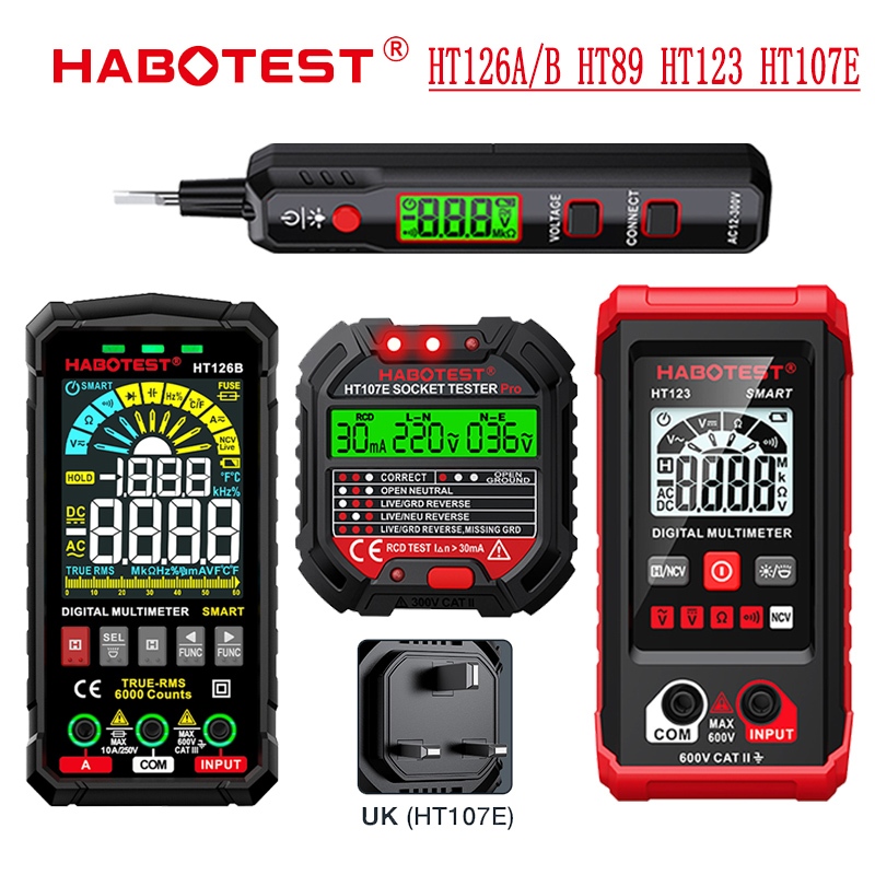 HABOTEST HT126 Smart Digital Multimeter 600V AC/DC Voltage Current ...