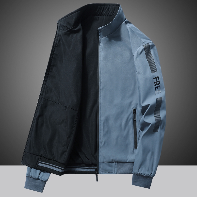 Double sided men's jacket front and back two wear stand up collar storm ...
