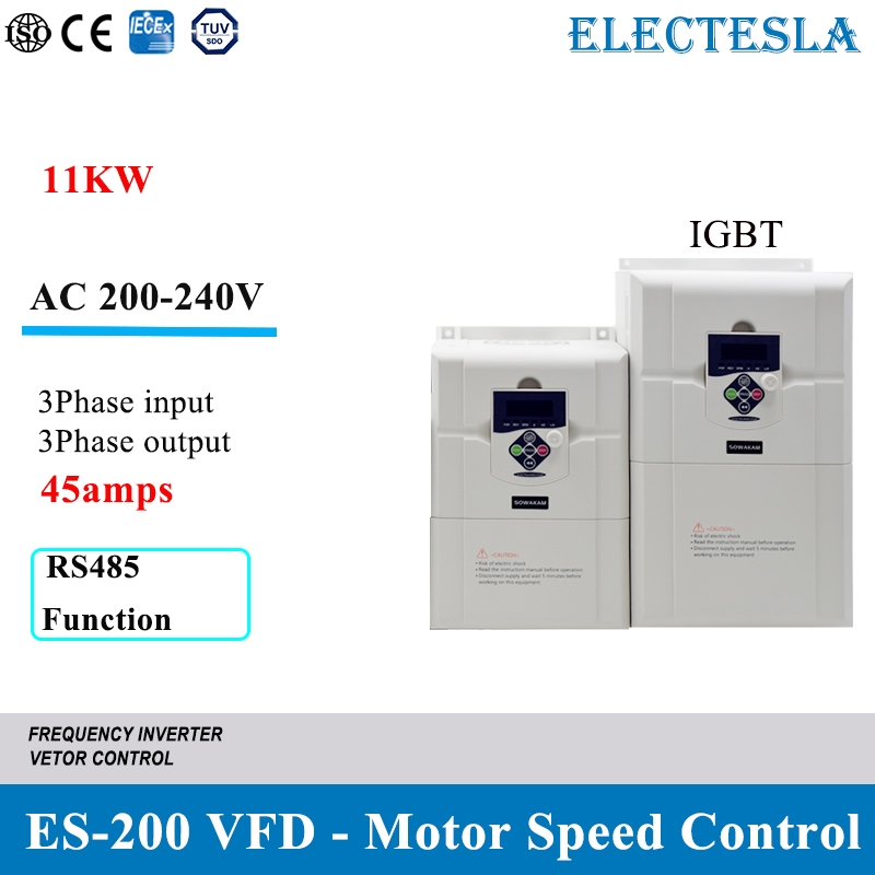 3-phase 220V VFD 11KW frequency inverter AC driver IGBT RS485 heavy ...