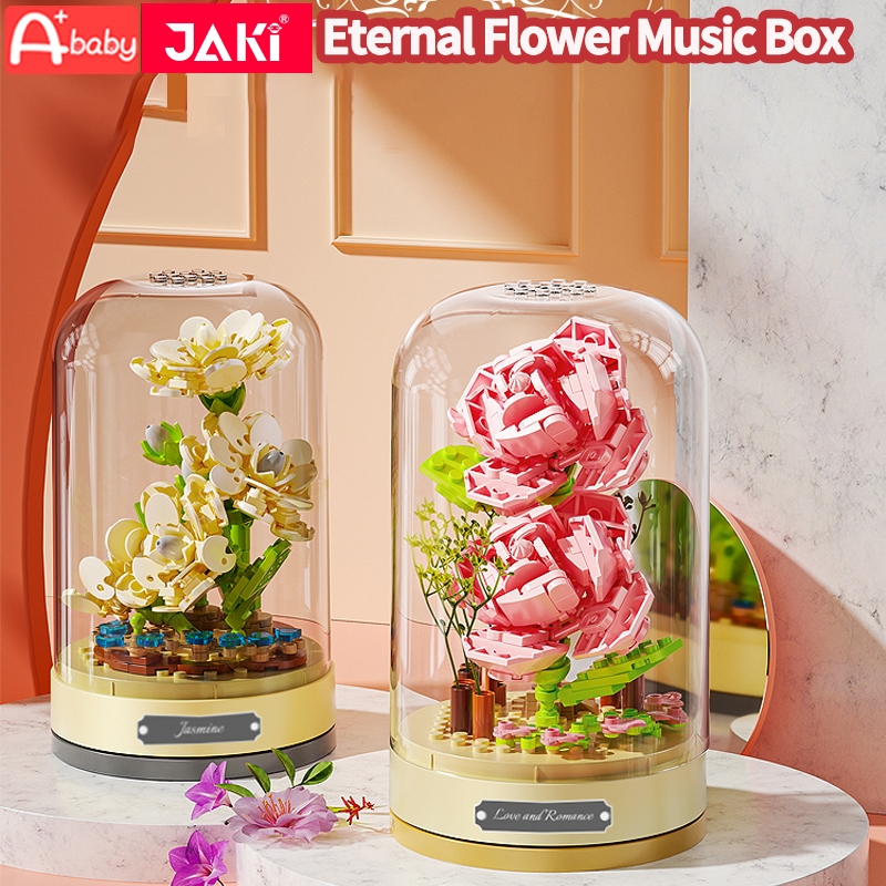 Jaki Block Eternal Flower Music Box Bouquet Flowers Gift Bunga | Shopee ...