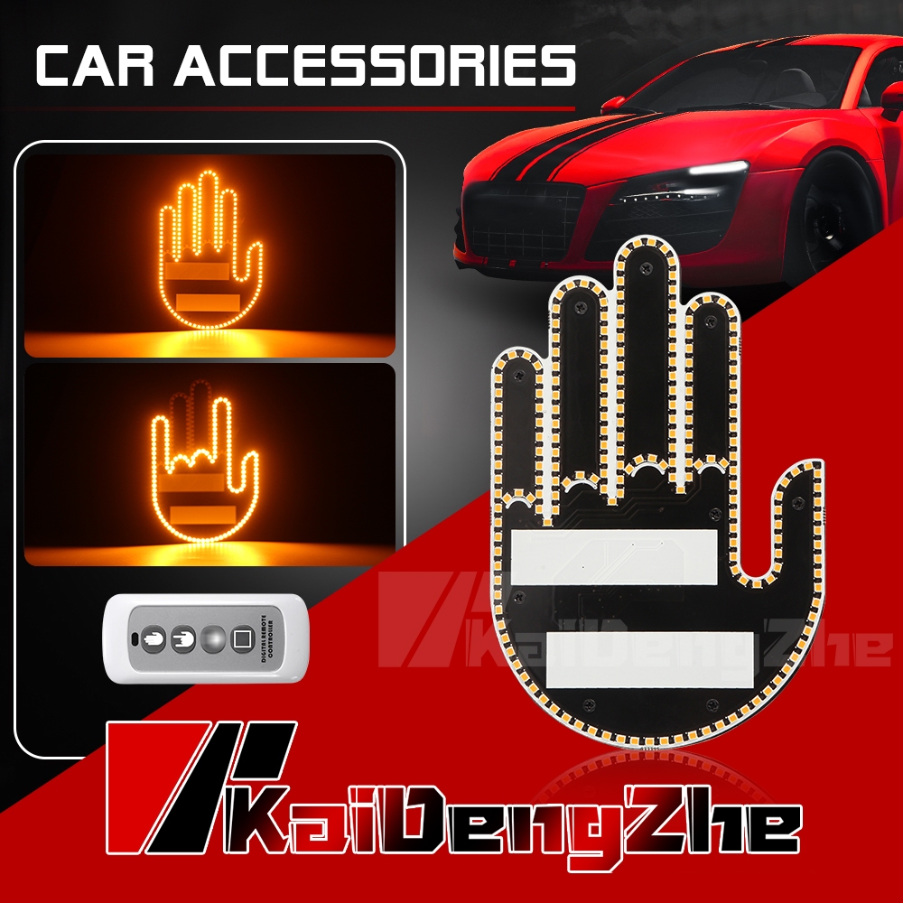 New LED Illuminated Gesture Light Funny Car Finger Light With Remote ...