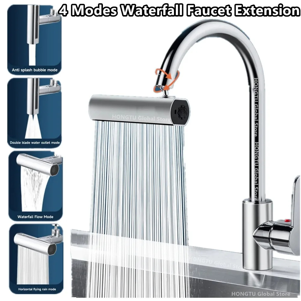 Waterfall Kitchen Faucet 4 Modes Multifunctional ABS Kitchen Faucet ...