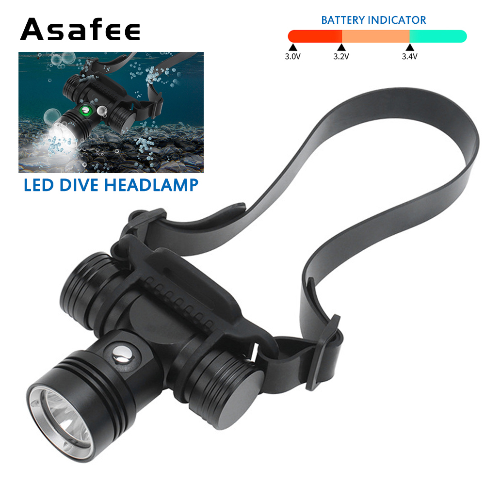 Asafee DH01Diving Headlamp 100 Meters Underwater Diving Headlight white ...