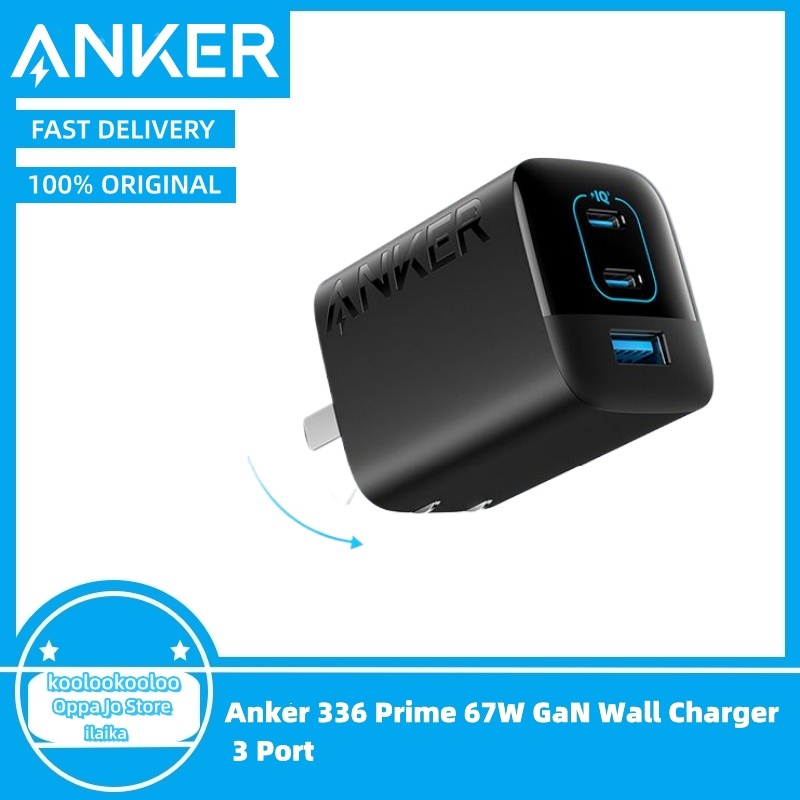 Anker 336 Prime 67W GaN Wall Charger 3 Port PIQ 3.0 Compact and ...